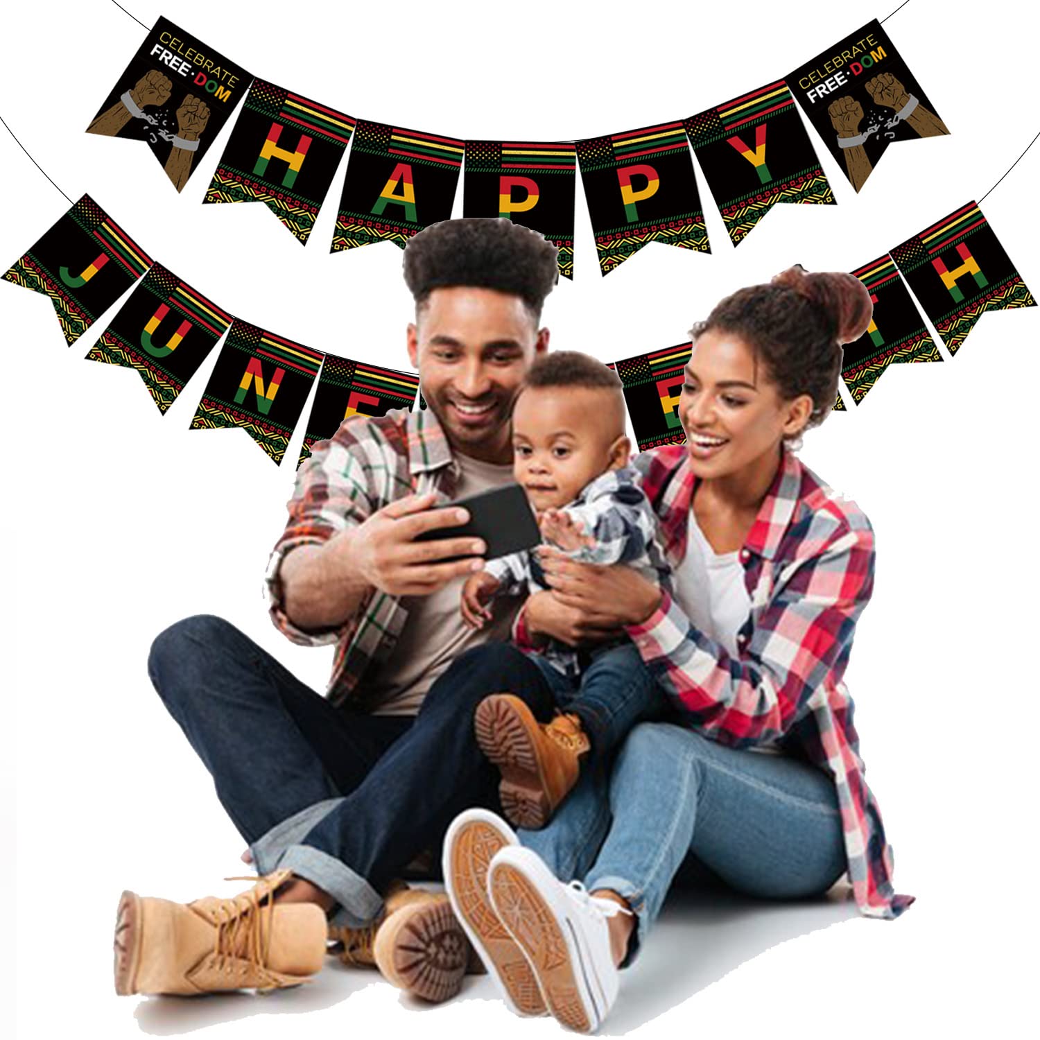 Happy Juneteenth Day Banner Party Decorations - Freedom Day Juneteenth Black Americans Independence 1865 Hanging Banner Decorations Black History Party Decorations