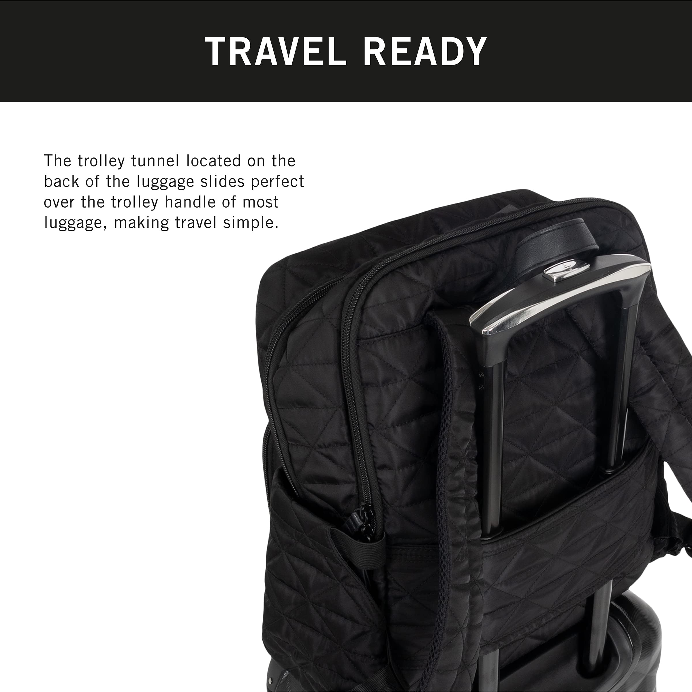 Kenneth Cole REACTION Women's Emma 15" Laptop Bag Computer Bookbag for Work, School, College, Nurse, Travel Daypack Purse Backpack, Black Diamond