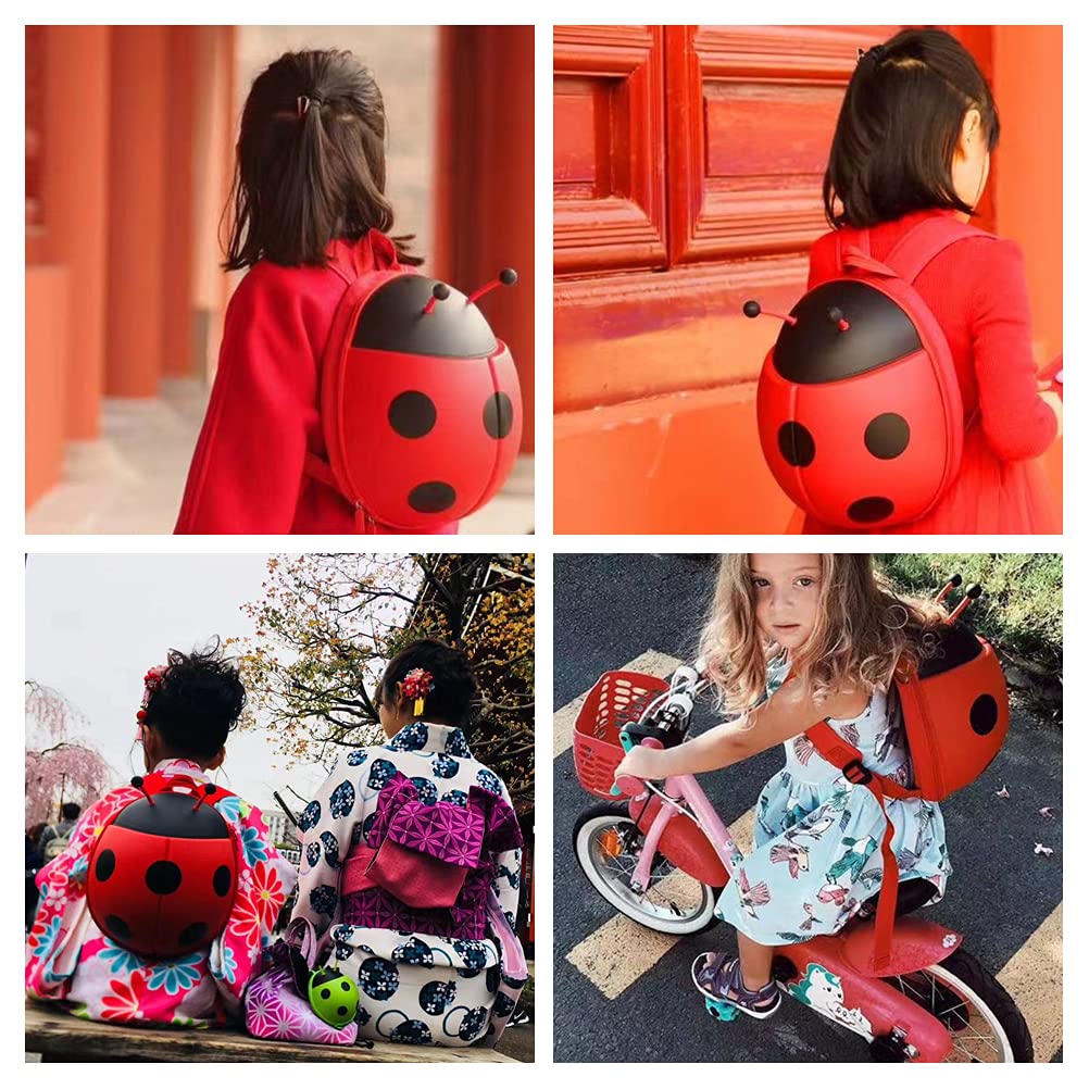 Kids happy Backpack for Unisex Toddler,Ladybug,Child Backpack for Girl and Boy Kindergarten, Red, 10x6.25x11 inches