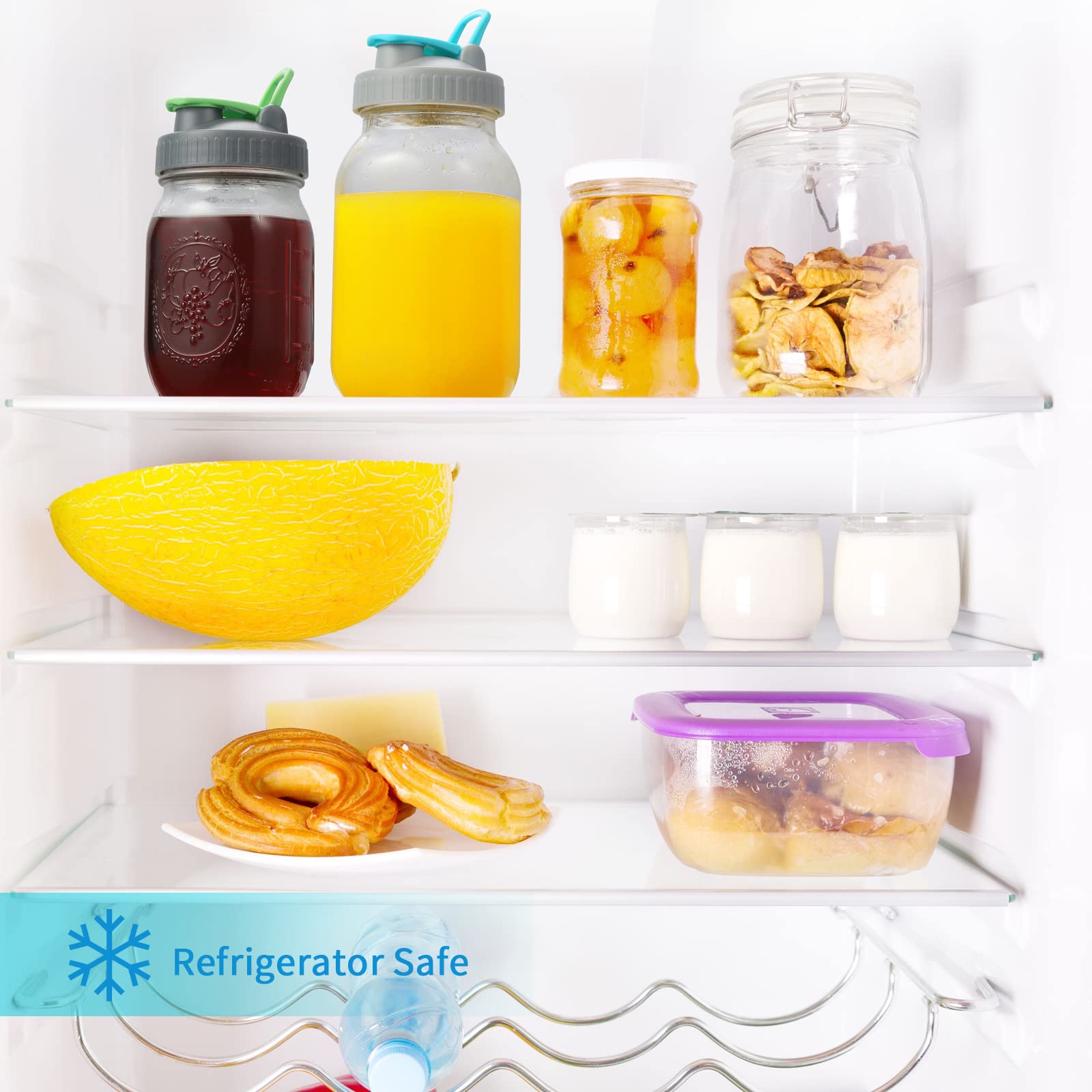 4pcs Regular Mouth Flip Cap Lids for Ball Mason Jar, Leak-free and Airtight, Easy Pouring Spout (Jars Not Included)