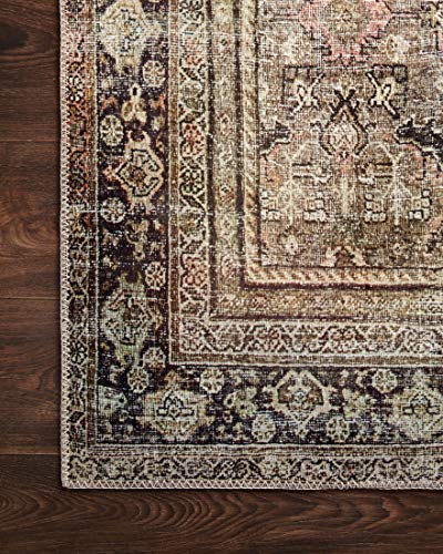 Loloi II Layla Collection LAY-03 Traditional Olive/Charcoal 5'-0" x 7'-6" Area Rug