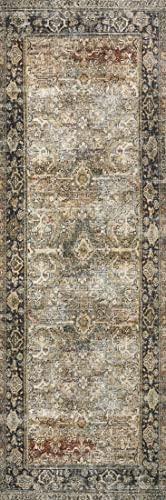 Loloi II Layla Collection LAY-03 Traditional Olive/Charcoal 5'-0" x 7'-6" Area Rug