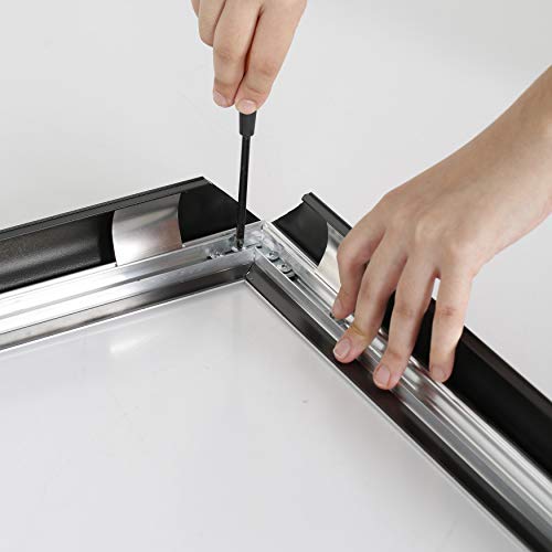 M&T Displays Portable Snap Poster Frame 40x60 Inch Black 1.77" Aluminum Profile Front Loading Wall Mounting Photo Picture Document Certificate Sign Holder Mitered Corner Anti Glare Cover