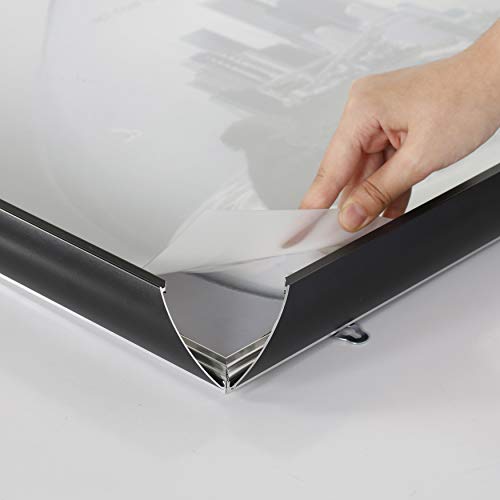 M&T Displays Portable Snap Poster Frame 40x60 Inch Black 1.77" Aluminum Profile Front Loading Wall Mounting Photo Picture Document Certificate Sign Holder Mitered Corner Anti Glare Cover