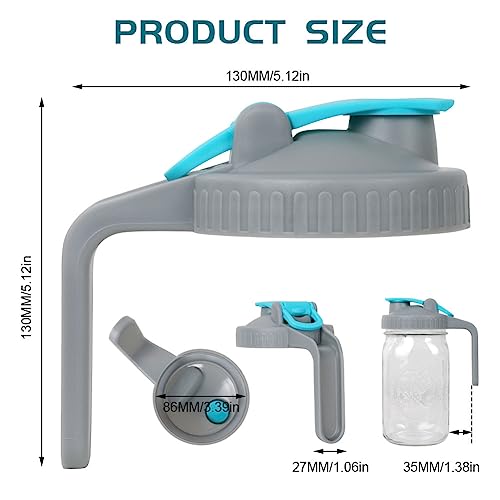AUAUY 2PCS Reusable Mason Jar Pour Spout Lid, Wide Mouth Mason Jar Flip Cap Lid with Handle, Airtight & Leak-proof Seal, Easy Pouring Spout for Pouring, Drinking and Airtight Storage(Jar Not Included)