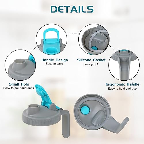AUAUY 2PCS Reusable Mason Jar Pour Spout Lid, Wide Mouth Mason Jar Flip Cap Lid with Handle, Airtight & Leak-proof Seal, Easy Pouring Spout for Pouring, Drinking and Airtight Storage(Jar Not Included)