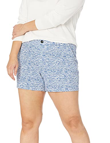 Amazon Essentials Women's 5 Inch Inseam Stretch Chino Short With Pockets (Available in Plus Size), Blue White Ripple Print, 22 Plus