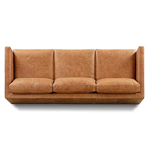 POLY & BARK Nolita Sofa in Full-GrainĀ Pure-Aniline Italian Leather, Cognac Tan