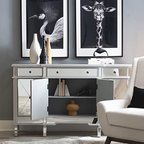 Powell Company Mirrored 4-Door 3-Drawer Console