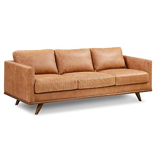 POLY & BARK Nolita Sofa in Full-GrainĀ Pure-Aniline Italian Leather, Cognac Tan