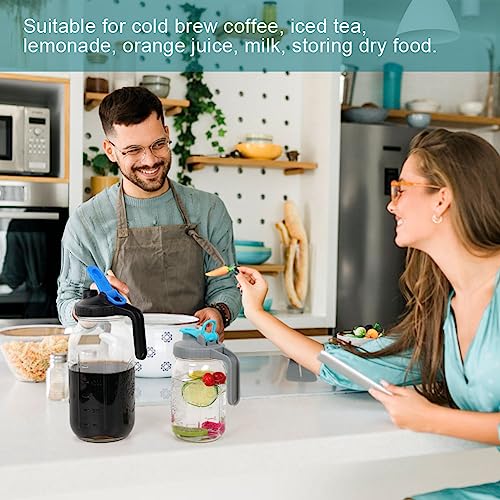 AUAUY 2PCS Reusable Mason Jar Pour Spout Lid, Wide Mouth Mason Jar Flip Cap Lid with Handle, Airtight & Leak-proof Seal, Easy Pouring Spout for Pouring, Drinking and Airtight Storage(Jar Not Included)