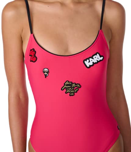 Karl Lagerfeld Paris Women's Standard Swim One Piece, Raspberry, Small