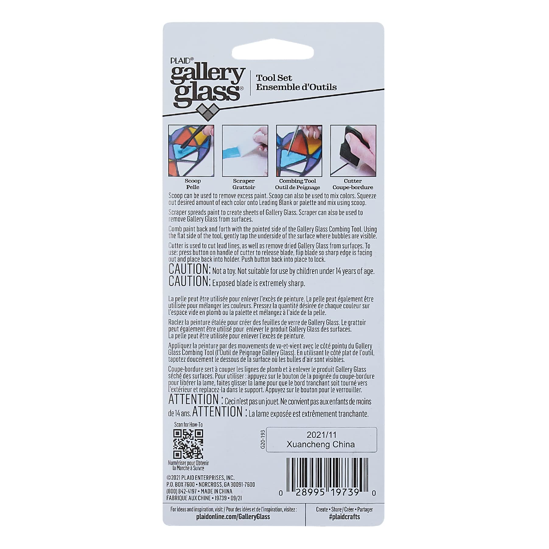 Gallery Glass, 4 Piece Tool Set Perfect for Stained Glass DIY Arts and Crafts, 19739, Multi-Color
