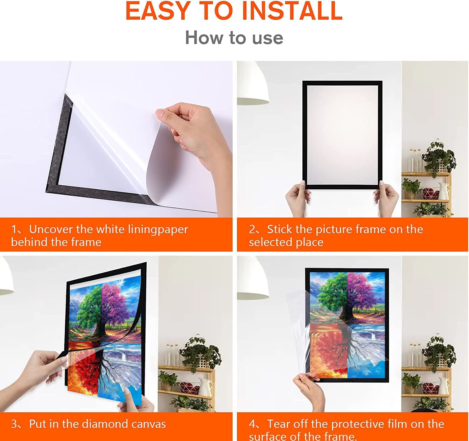 6 Pack Diamond Painting Frames, Frames for 12x16in/30x40cm Diamond Painting Canvas, Diamond Painting Frames for Diamond Painting Display and Protection, Home Wall Office Decor
