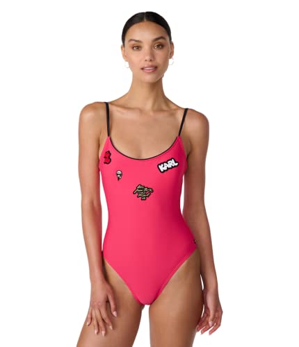 Karl Lagerfeld Paris Women's Standard Swim One Piece, Raspberry, Small