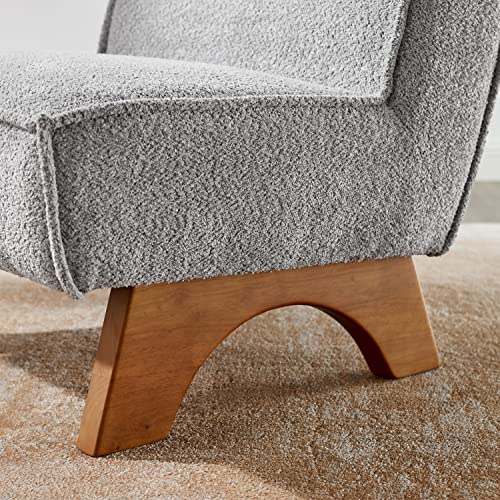 Art Leon Modern Modular Sofa Sherpa Fabric Single Sofa with Pillow, Accent Armless Chair with Wooden Legs for Living Room Bedroom, Set of 2, Gray