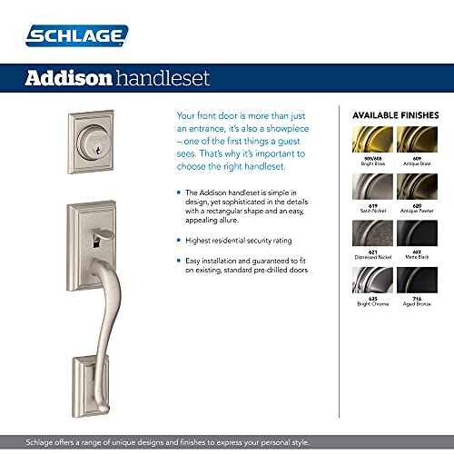 Schlage F58 ADD 505 Addison Exterior Handleset with Deadbolt, Aged Bronze (Exterior Half Only)