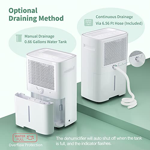 Waykar 4500 Sq. Ft Dehumidifier for Home with Drain Hose for Bedrooms, Basements, Bathrooms, Laundry Rooms - with Intelligent Control Panel and Front Display, 24 Hr Timer and 0.66 Gallons Water Tank