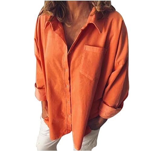 Warehouse Amazon Warehouse Deals Plus Size Tops for Women Casual Pocket Solid Color Long Sleeve Tshirts Lapel Loose Lightweight Office Work Blouses Red 3X