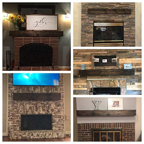 RoCoWood Rustic Handmade Floating Wooden Beam Mantel (84 inches, Jacobean)