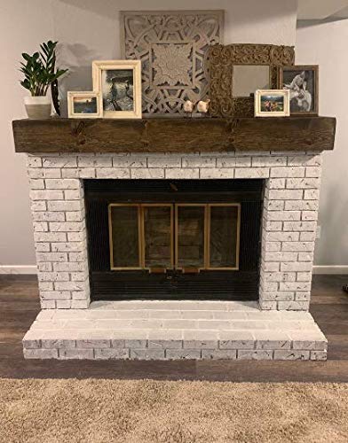 RoCoWood Rustic Handmade Floating Wooden Beam Mantel (84 inches, Jacobean)