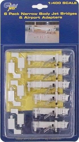 Gemini Jets Airbridge Set 1 with 6-Pack Narrowbody Jet Bridges and Airport Adapters, 1:400 Scale
