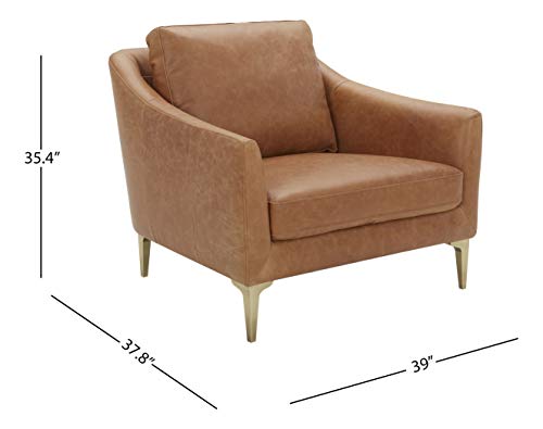 Amazon Brand β Rivet Alonzo Contemporary Leather Living Room Accent Chair, 39"W, Cognac
