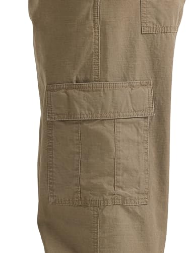 Wrangler Authentics Men's Twill Relaxed Fit Cargo Pant (Logan), Military Khaki Ripstop, 40W x 29L