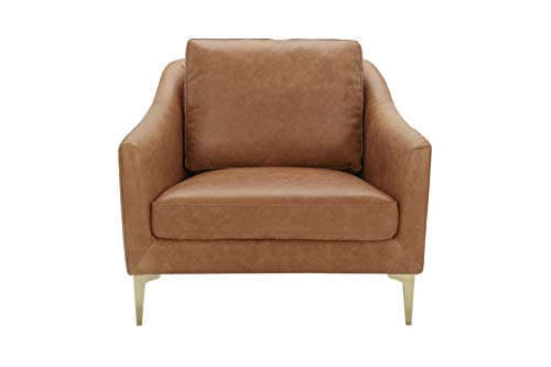 Amazon Brand β Rivet Alonzo Contemporary Leather Living Room Accent Chair, 39"W, Cognac