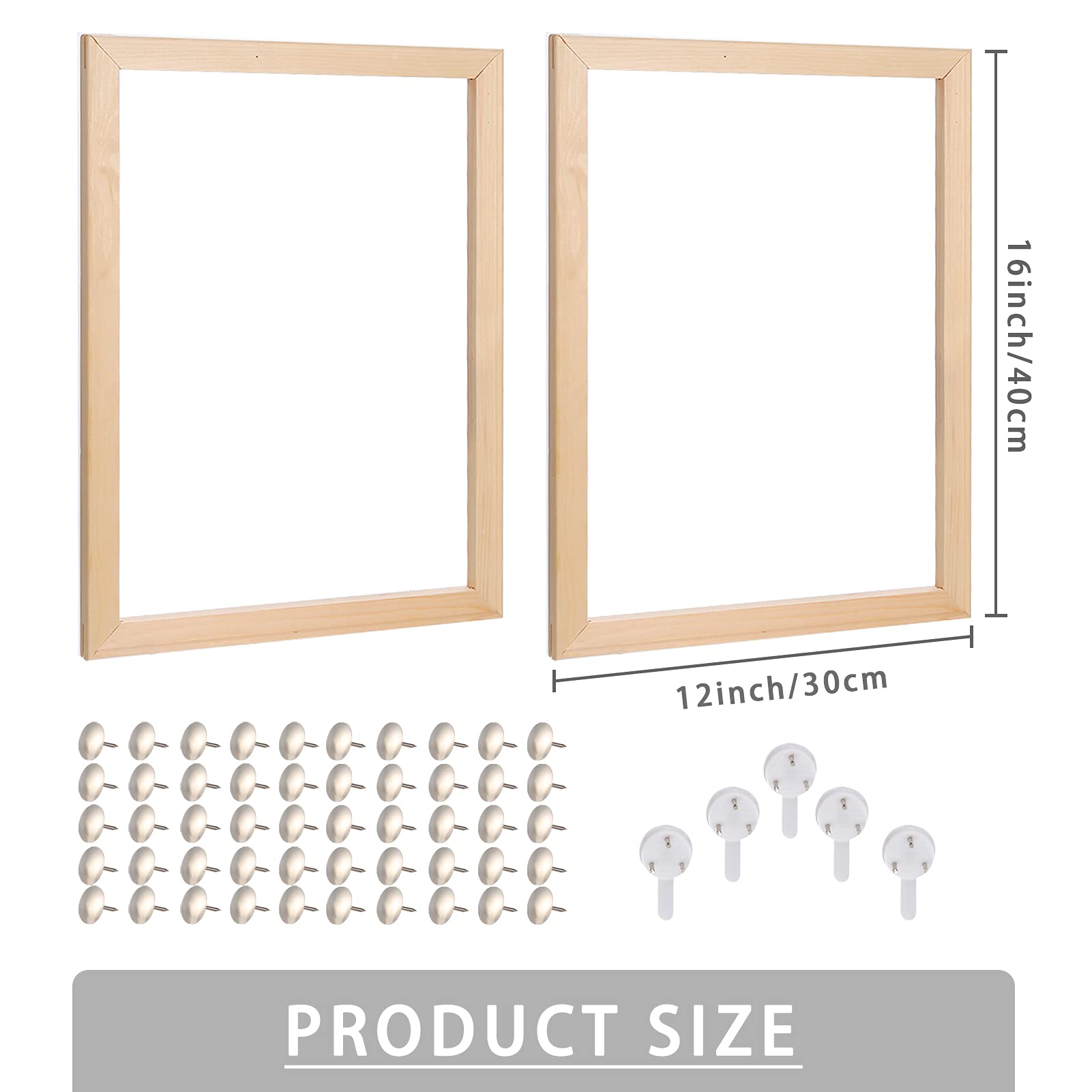 Caydo 2 Pack Canvas Stretcher Bars Kit, 12x16 Inch Removable Canvas Wooden Frames for Prints, Oil Paintings, Paint by Numbers & Poster