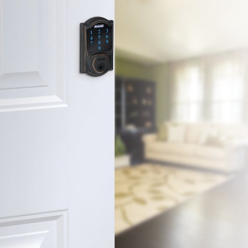 SCHLAGE Connect Camelot Touchscreen Deadbolt Smart Lock w/ Alarm (Aged Bronze)