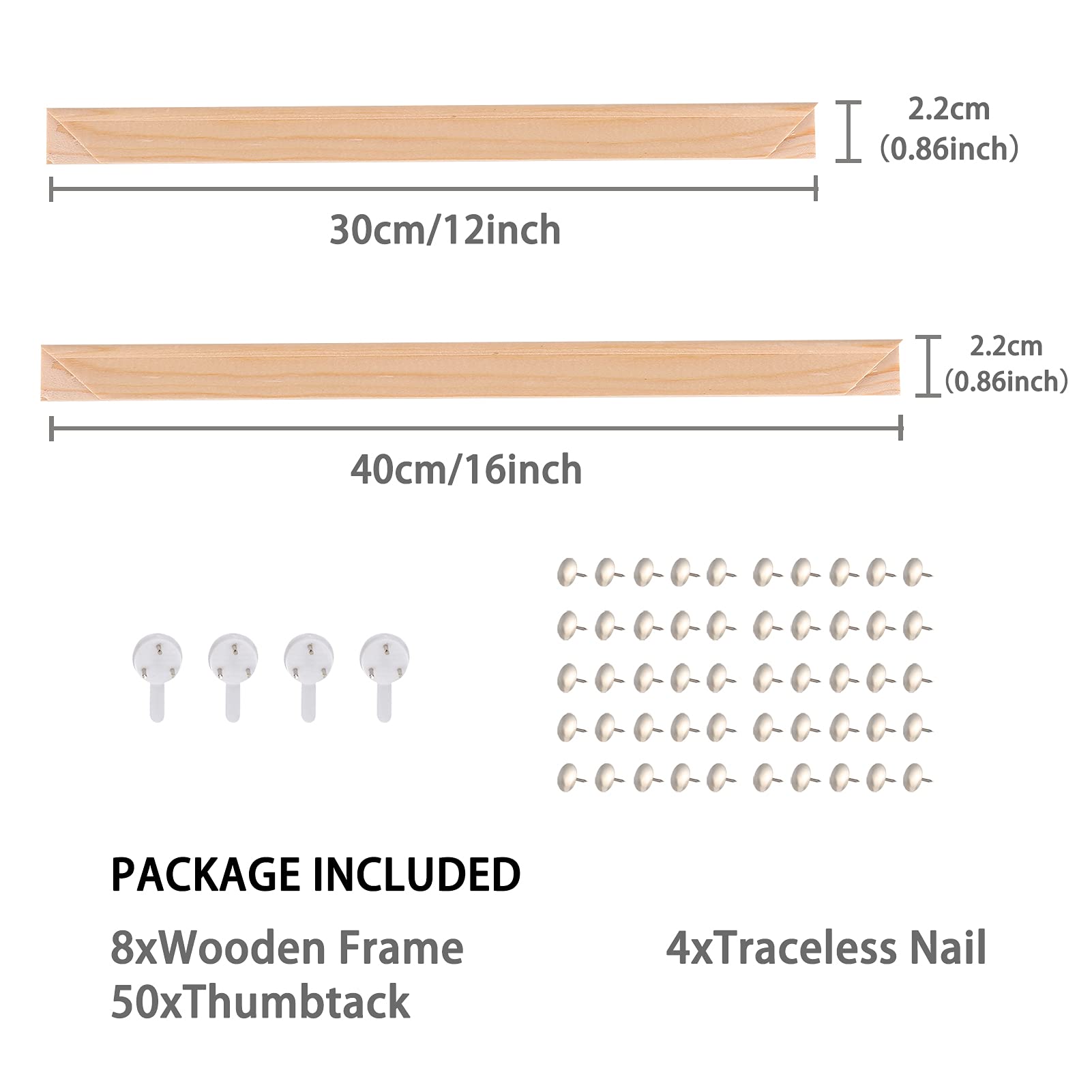 Caydo 2 Pack Canvas Stretcher Bars Kit, 12x16 Inch Removable Canvas Wooden Frames for Prints, Oil Paintings, Paint by Numbers & Poster
