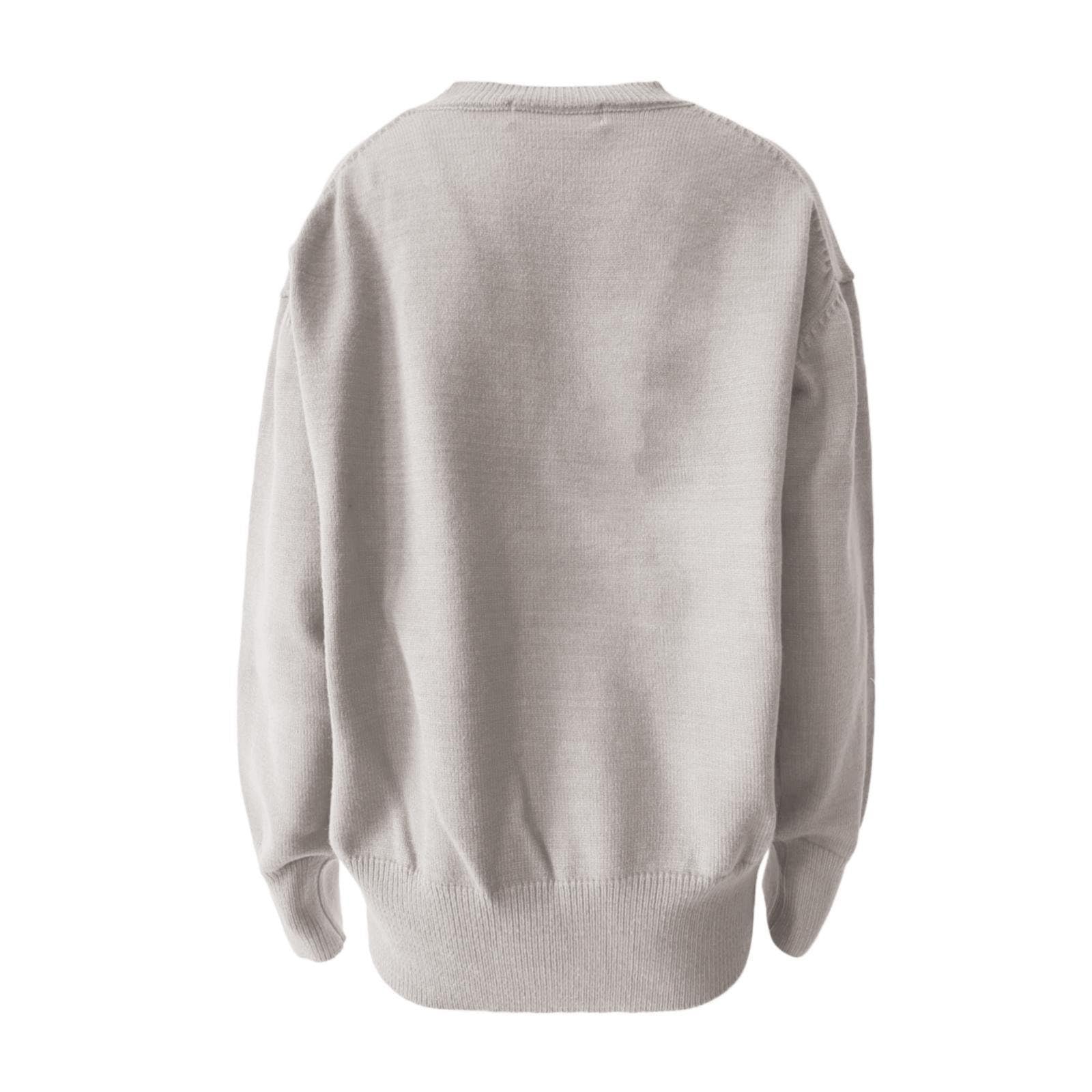 ofertas de Black Women Friday 2023 Oversized Sweaters for Women Fall and Winter Cable Knit Crew Neck Loose Solid Color Sweater Quality Mens (Beige, M)