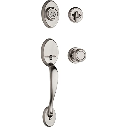 Kwikset 800CEXCN 15 SMT CP Chelsea Single Cylinder Handle set with Cameron Knob Featuring SmartKey, Satin Nickel