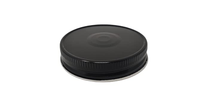 Kitchentoolz Mason Jar Lids, Regular Mouth, for Standard Mouth Mason Jars, Airtight Silicone Seal, Made in USA, Set of 4, Black