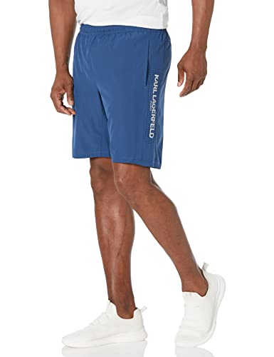 Karl Lagerfeld Paris Men's Short with Perforated Logo, Navy