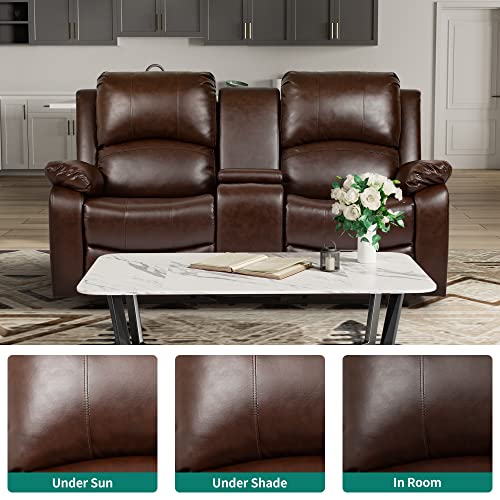 YITAHOME Loveseat Recliner, Manual Double Sofa Loveseat, Home Theater Seating with Storage Console, Double Recliner RV Sofa with Cup Holders and Side Pocket for Living Room