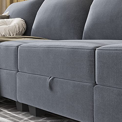 HONBAY 3 Piece Sofa Sets for Living Room Furniture Couch Set Modular Sofa Set with Polyester Fabric 3 Seats Sofa Loveseat and Armchair in Bluish Grey