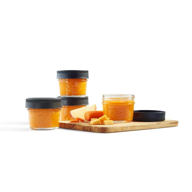 Ball Smooth Sided Regular Mouth Glass Mason Jars, 4 oz, 4 Pack