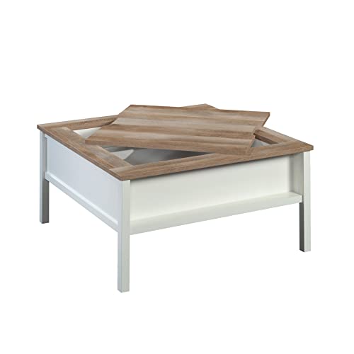 Sauder Cottage Road Coffee Gaming Table with Removable Top, Soft White Finish