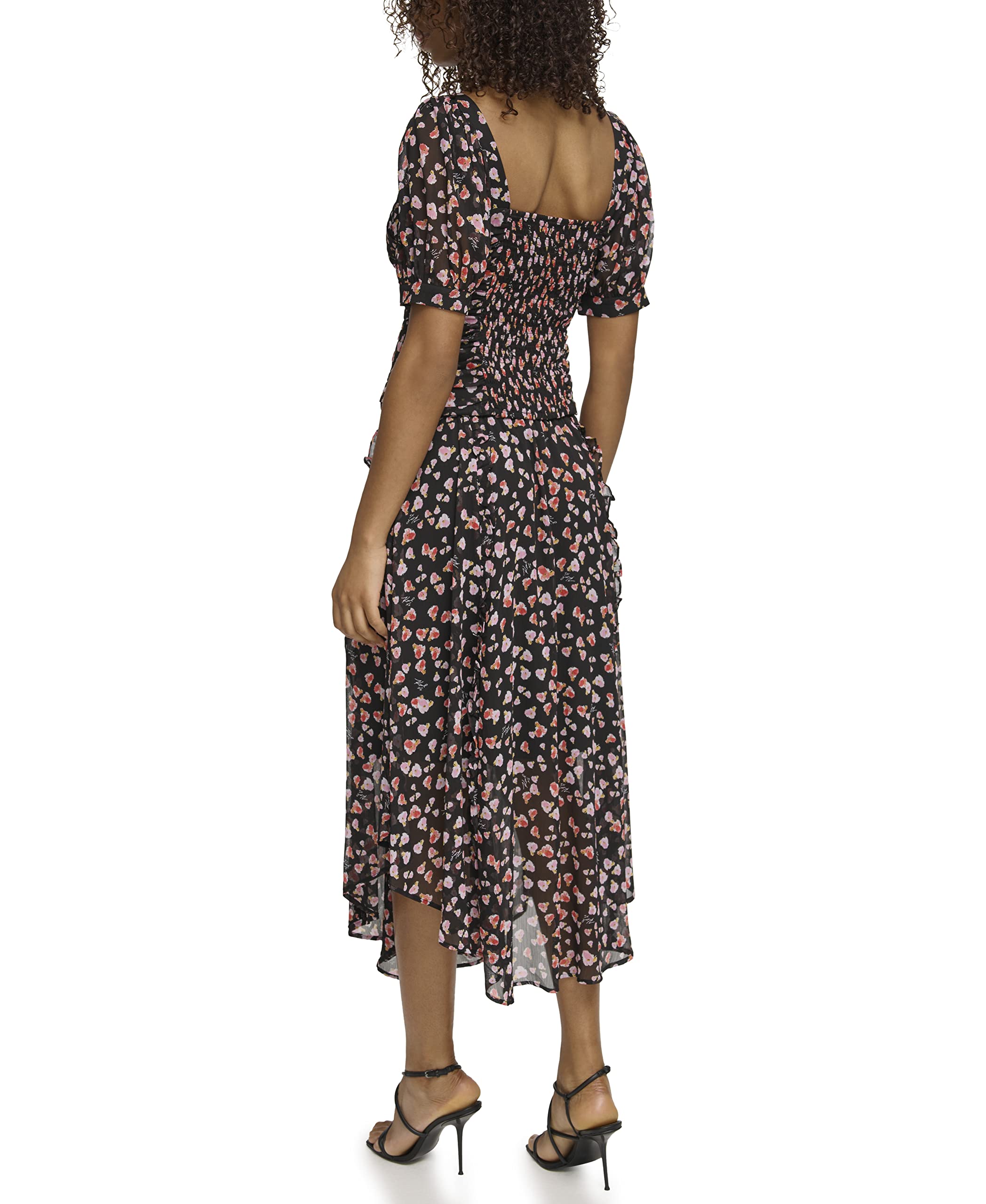 Karl Lagerfeld Paris Women's Cut Out Floral Blouse, Black Multi