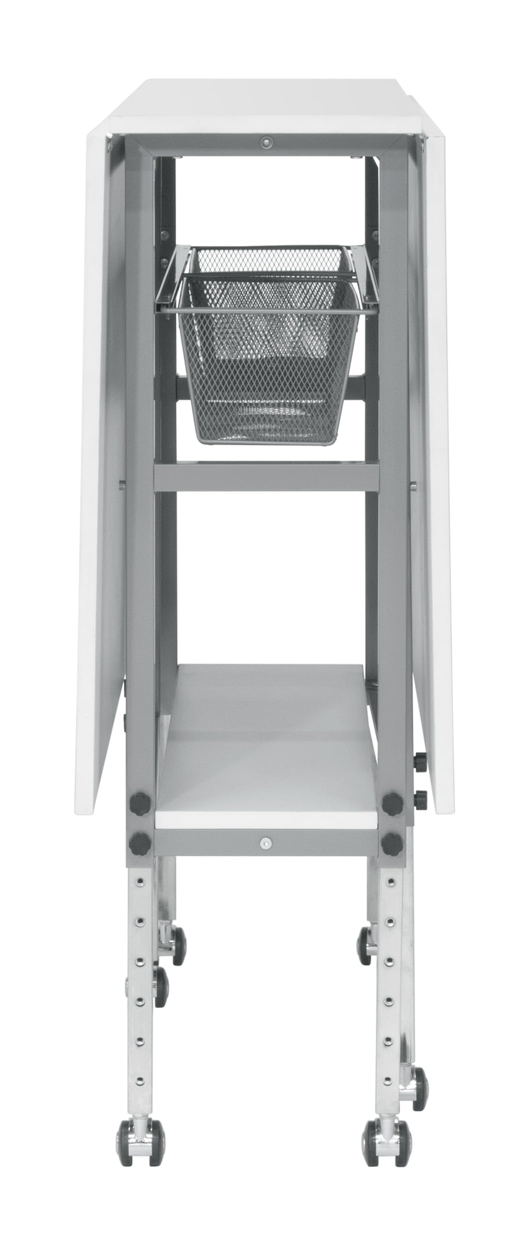 Studio Designs Sew Ready Mobile Height Adjustable Hobby and Craft Cutting Table with Drawers in Silver/White (13374)