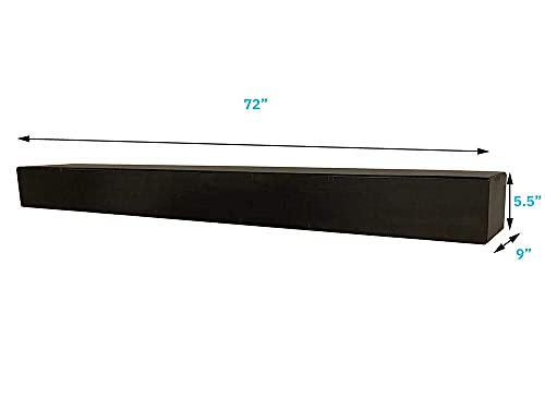 MANTELSDIRECT Dakota Floating Pine Wood Fireplace Mantel Shelf - Coffee Bean Color 72" Beautiful Wooden Rustic Shelf Perfect for Electric Fireplaces and More! Mantels Direct