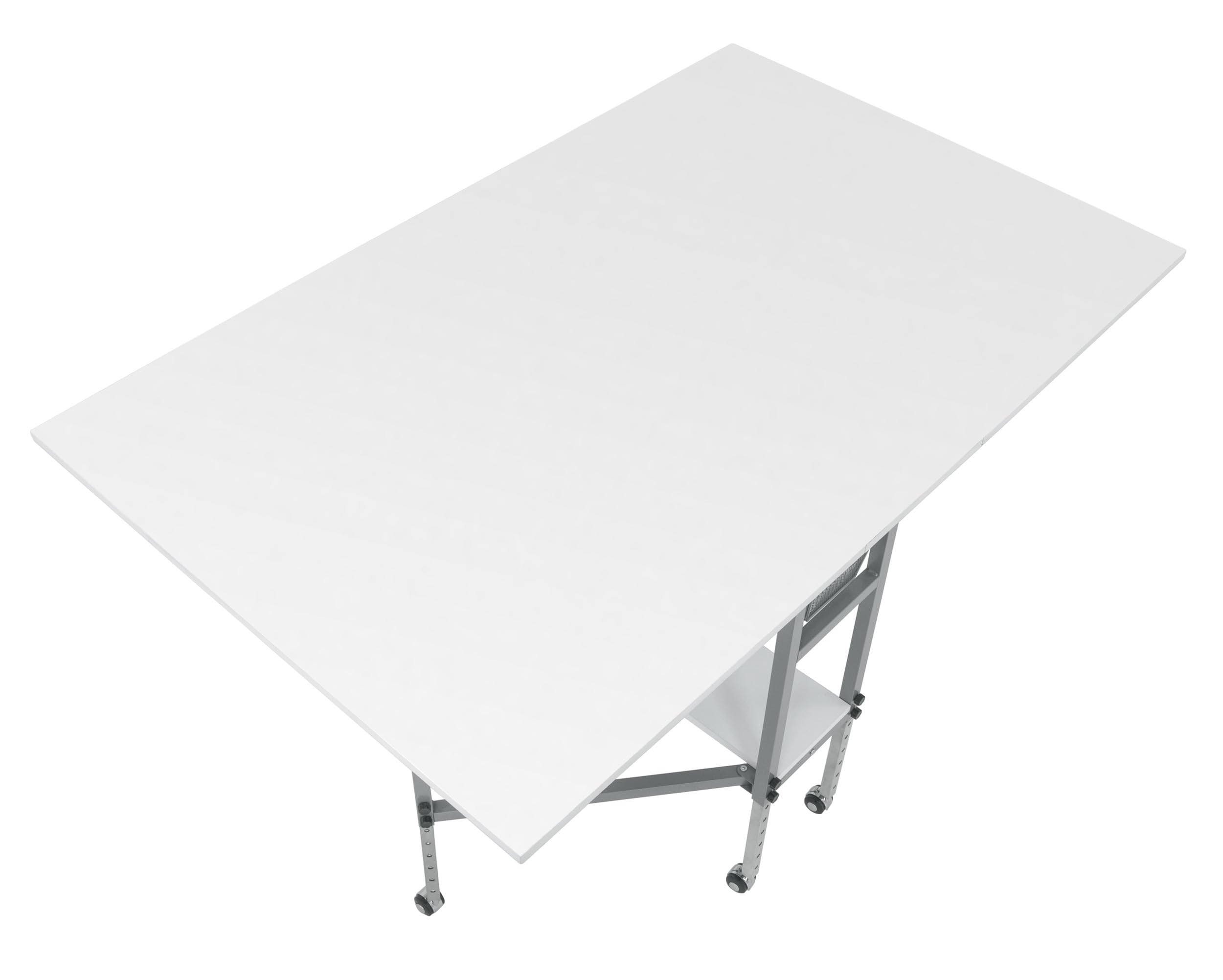Studio Designs Sew Ready Mobile Height Adjustable Hobby and Craft Cutting Table with Drawers in Silver/White (13374)