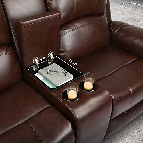 YITAHOME Loveseat Recliner, Manual Double Sofa Loveseat, Home Theater Seating with Storage Console, Double Recliner RV Sofa with Cup Holders and Side Pocket for Living Room