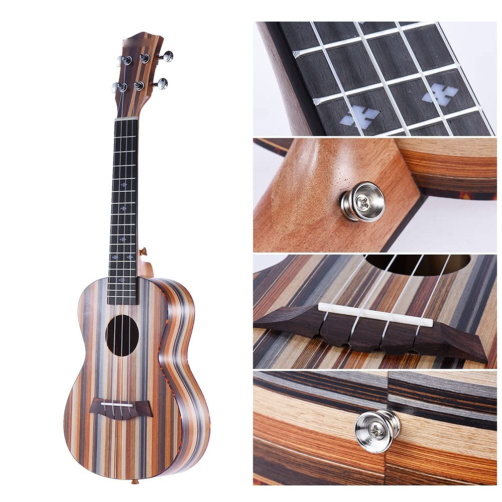 LMMDDP 24" Acoustic Ukulele Soprano Strings Neck Rosewood Fingerboard String Instrument Musical