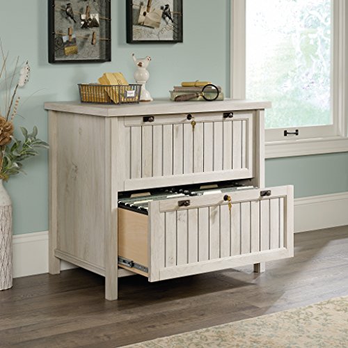 Sauder Edge Water Computer Desk, Chalked Chestnut & Costa Lateral File, Chalked Chestnut Finish