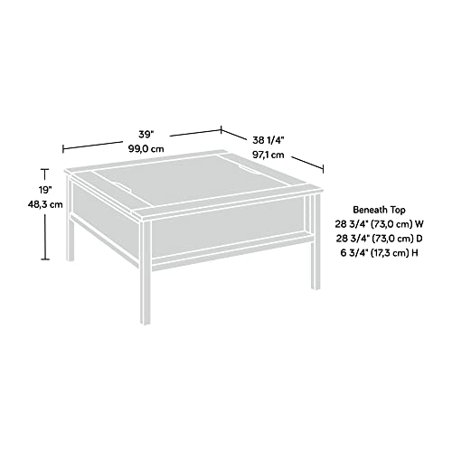 Sauder Cottage Road Coffee Gaming Table with Removable Top, Soft White Finish