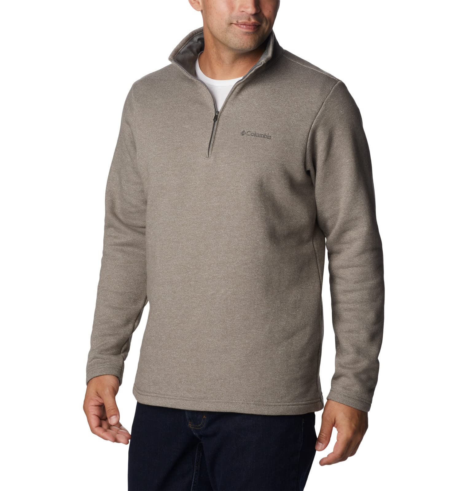 Columbia Men's Great Hart Mountain III Half Zip, Boulder Heather, Large