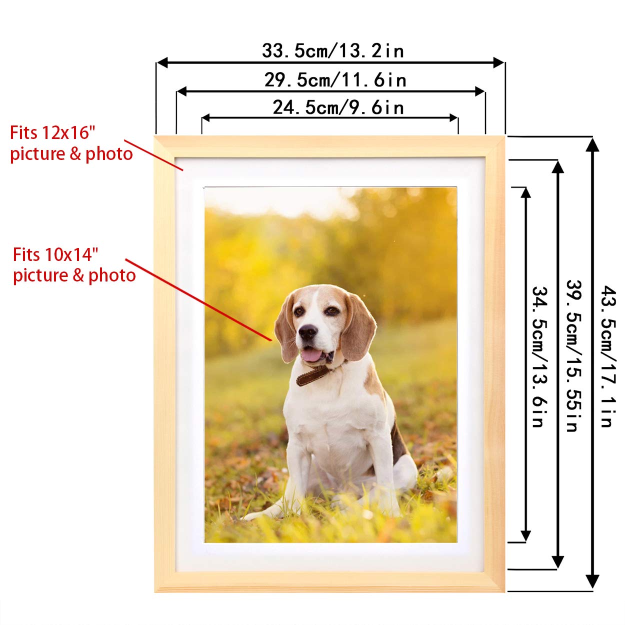 IOOSTAR 12x16 Diamond Painting Picture Frame ,Display Pictures 10 x 14 inch/25x35 cm with Mat or 12 x 16 inch/30x40 cm Without Mat, Diamond Art Photo Frame Natural Solid Wood Color (YNCK0021)